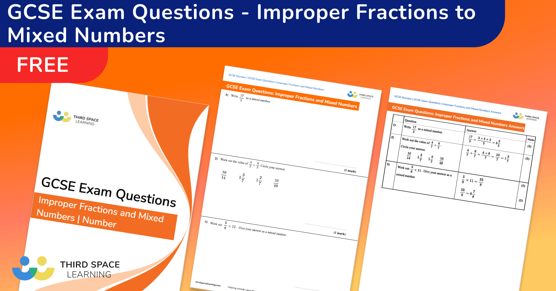 Improper Fractions To Mixed Numbers Exam Questions - GCSE Maths [FREE]
