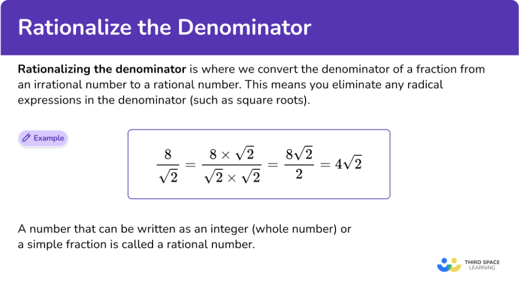 Rationalize The Denominator Math Steps Examples Questions Rationalize The Denominator Math Steps Examples Questions