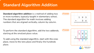 Standard Algorithm Addition - Math Steps, Examples & Questions