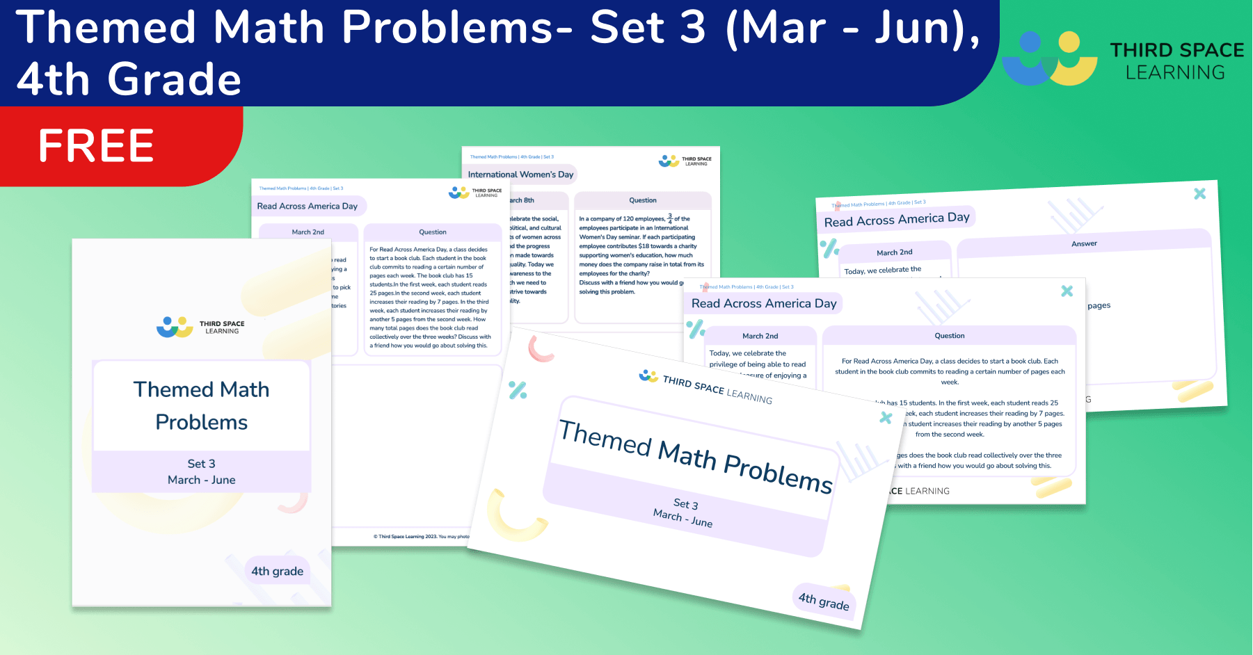 [FREE] Themed Math Problems: Set 3 (Mar - Jun), 4th Grade