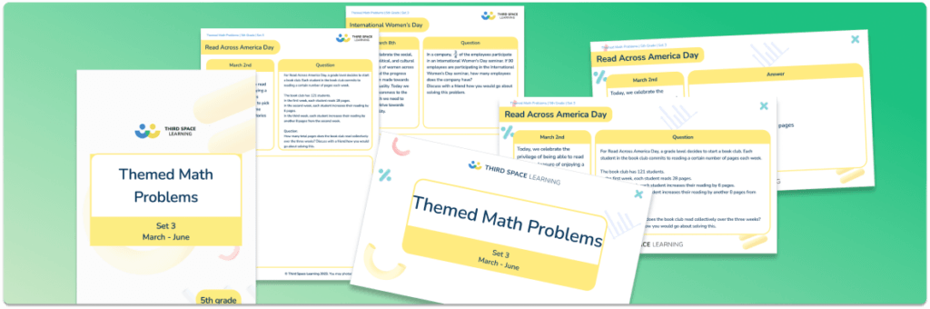 [FREE] Themed Math Problems: Spring Term (Apr - Jun), 5th Grade