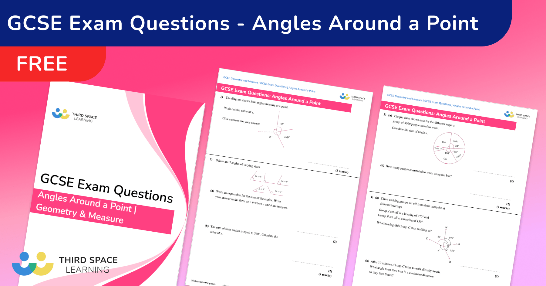Angles Around A Point Exam Questions - GCSE Maths [FREE]