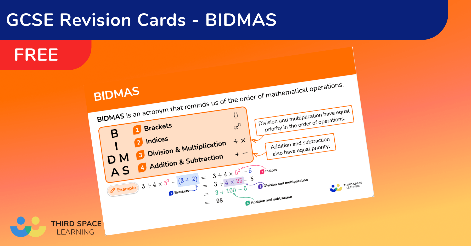 [FREE] GCSE Revision Cards: Order of Operations