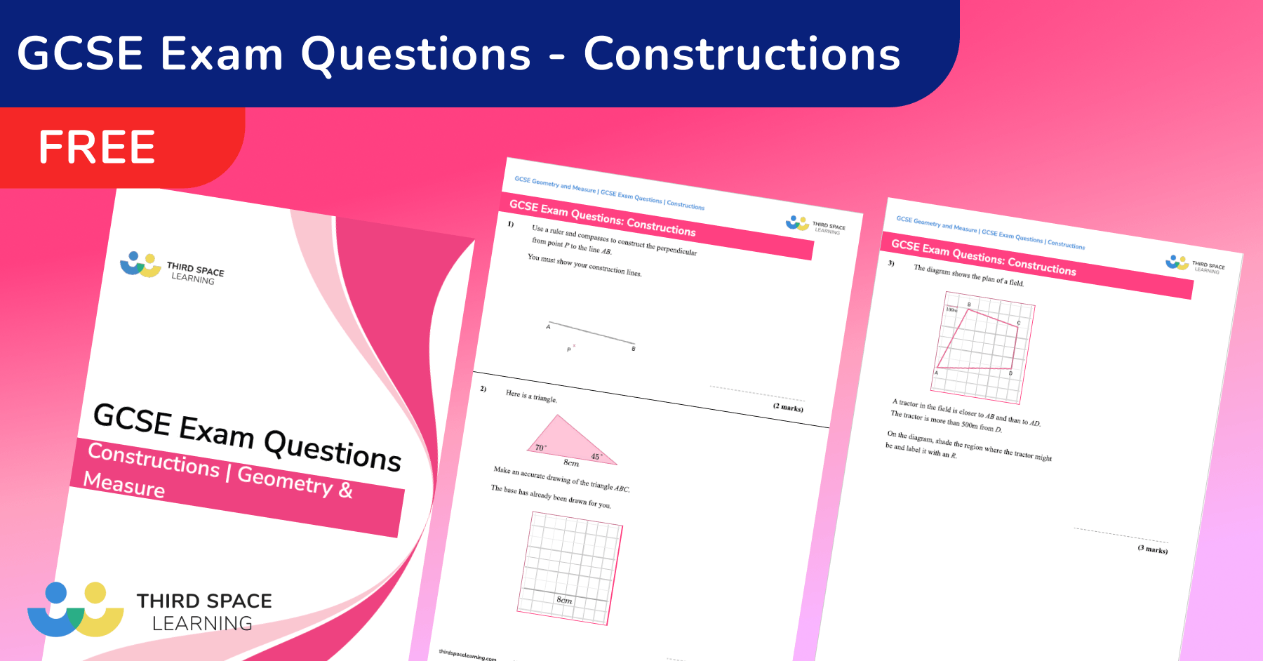 Constructions Exam Questions - GCSE Maths [FREE]