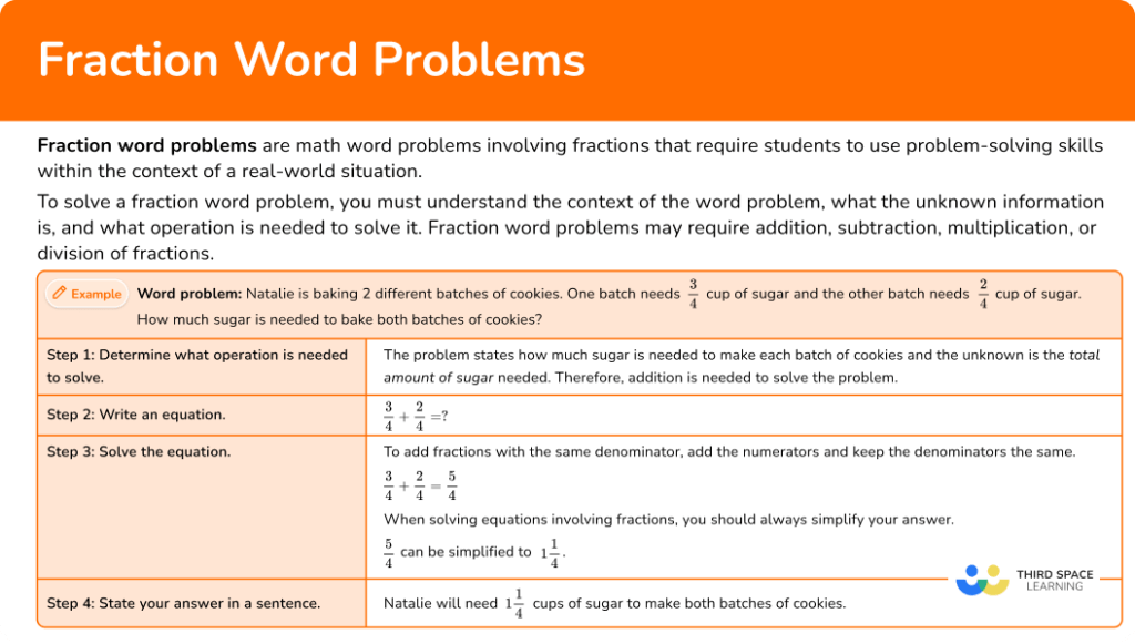 Fraction Word Problems - Math Steps, Examples & Questions