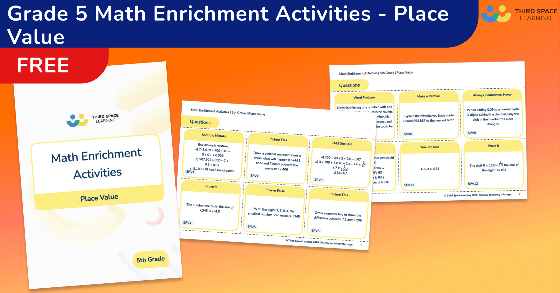 [FREE] Math Enrichment Activities Place Value 5th Grade