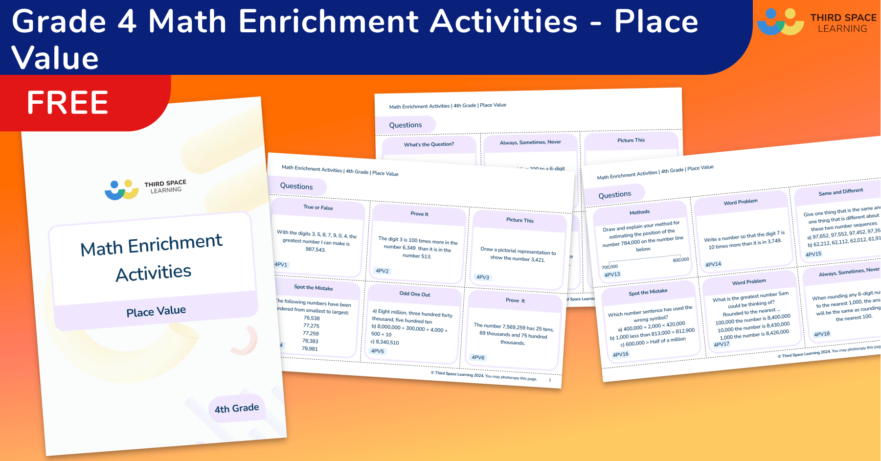 [FREE] Math Enrichment Activities Place Value 4th Grade