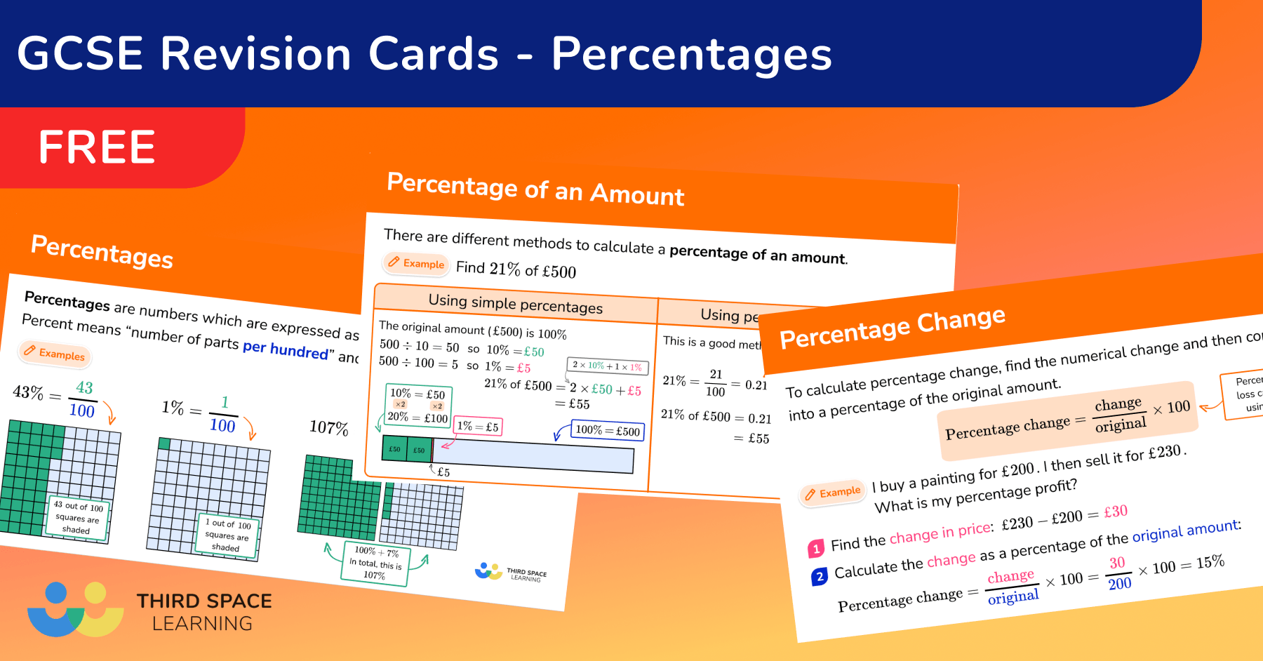 [FREE] GCSE Revision Cards: Percentages