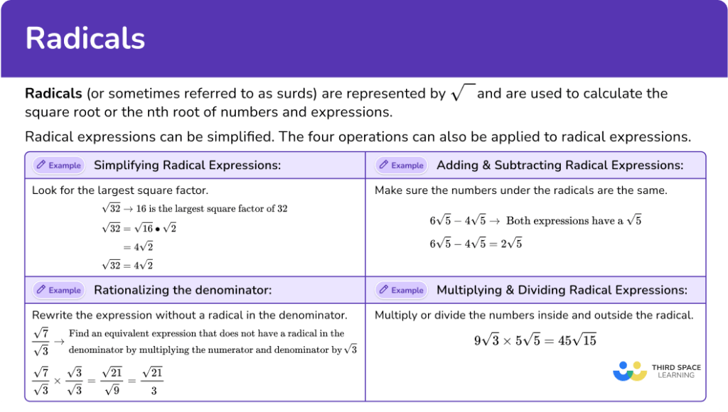 Radicals - Math Steps, Examples & Questions