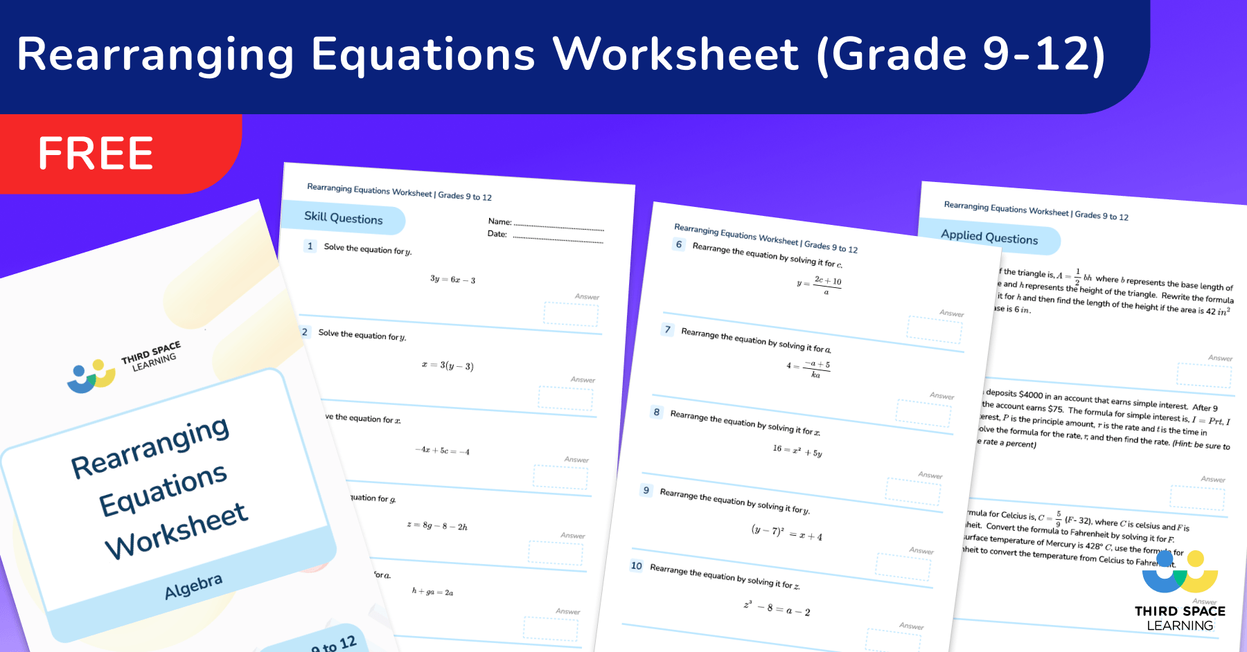 [FREE] Rearranging Equations Worksheet