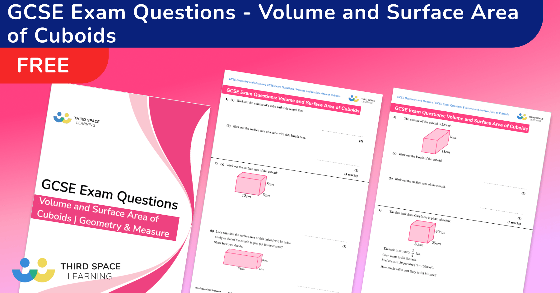 Volume And Surface Area Of Cuboids Exam Questions - GCSE Maths [FREE]