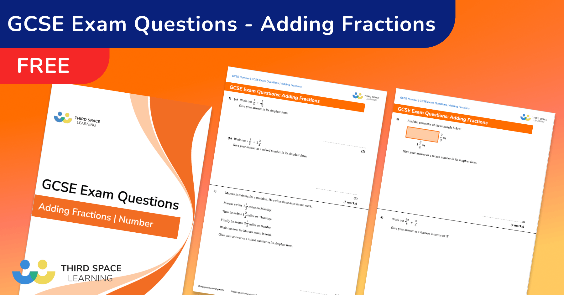 Adding Fractions Exam Questions - GCSE Maths [FREE]