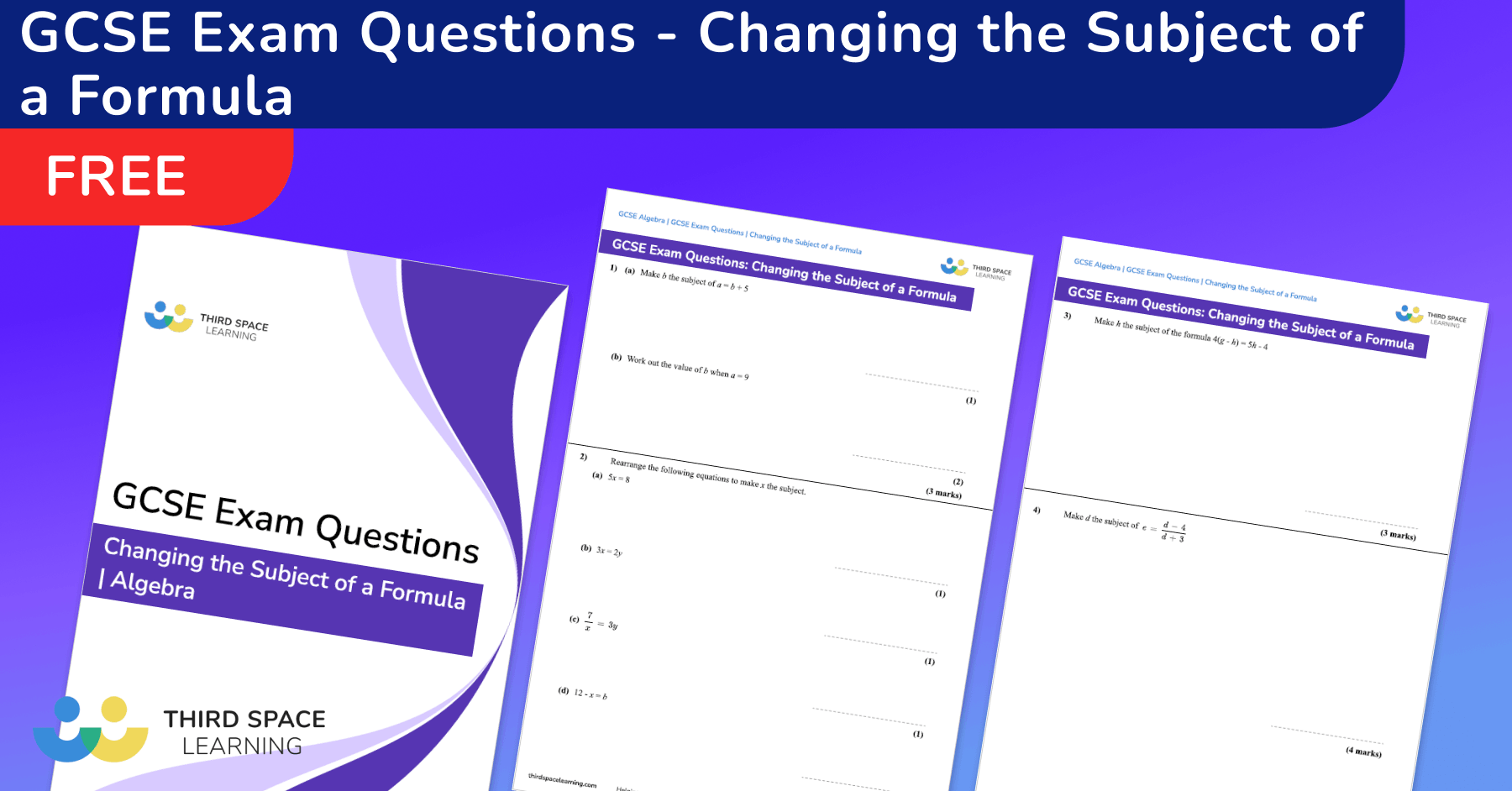 Changing The Subject Of A Formula Exam Questions - GCSE Maths [FREE]