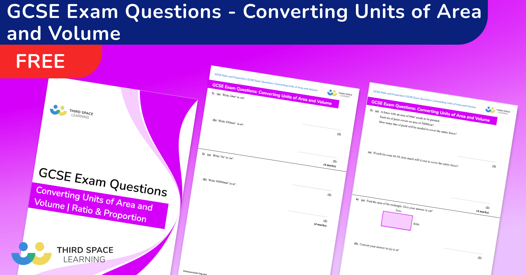 Converting Units Of Area And Volume Exam Questions - GCSE Maths [FREE]
