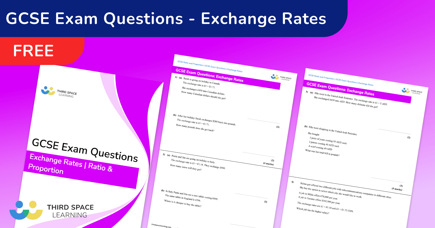 Exchange Rates Exam Questions - GCSE Maths [FREE]