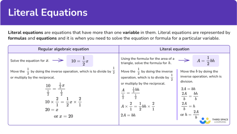 Literal Equations Math Steps Examples And Questions