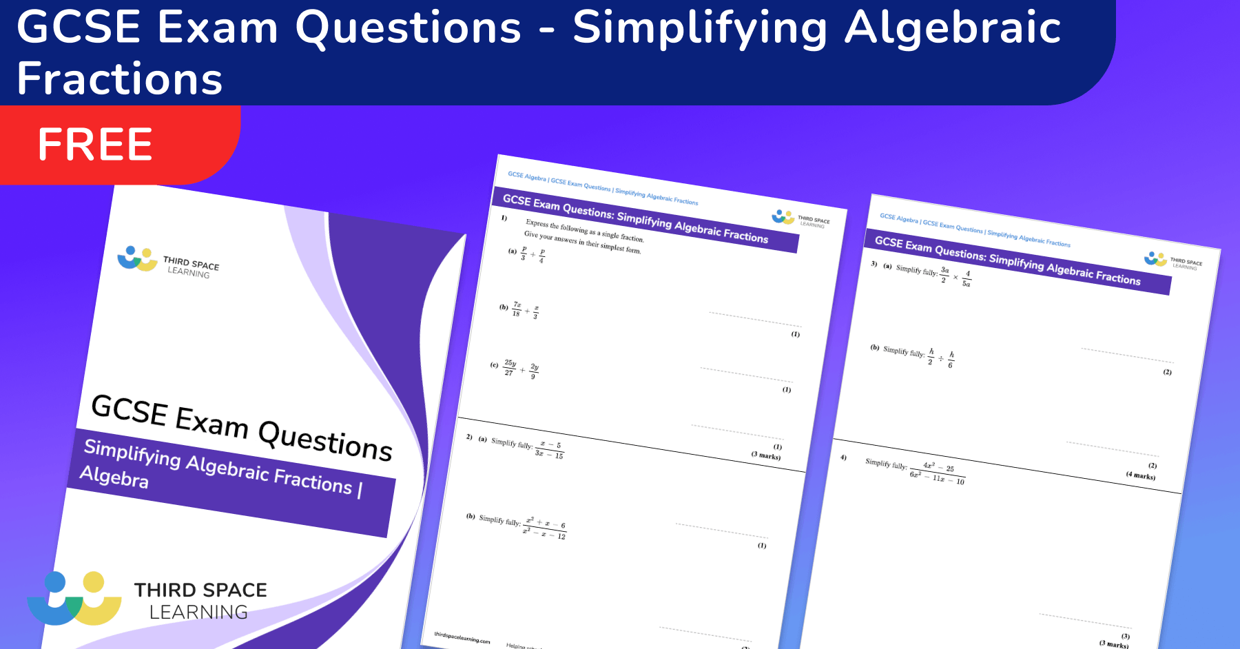 Simplifying Algebraic Fractions Exam Questions - GCSE Maths [FREE]