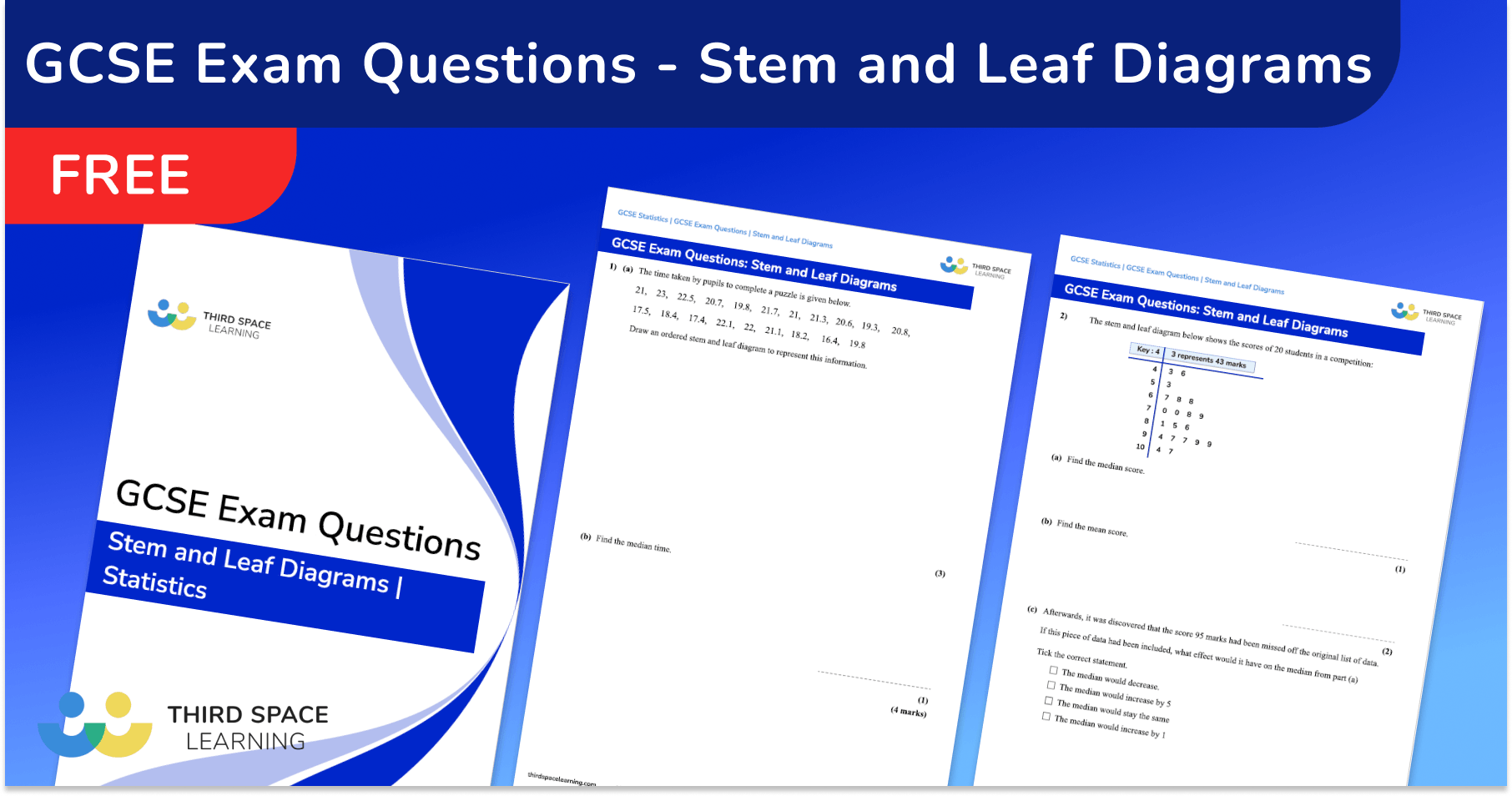Stem And Leaf Diagram Exam Questions - GCSE Maths [FREE]
