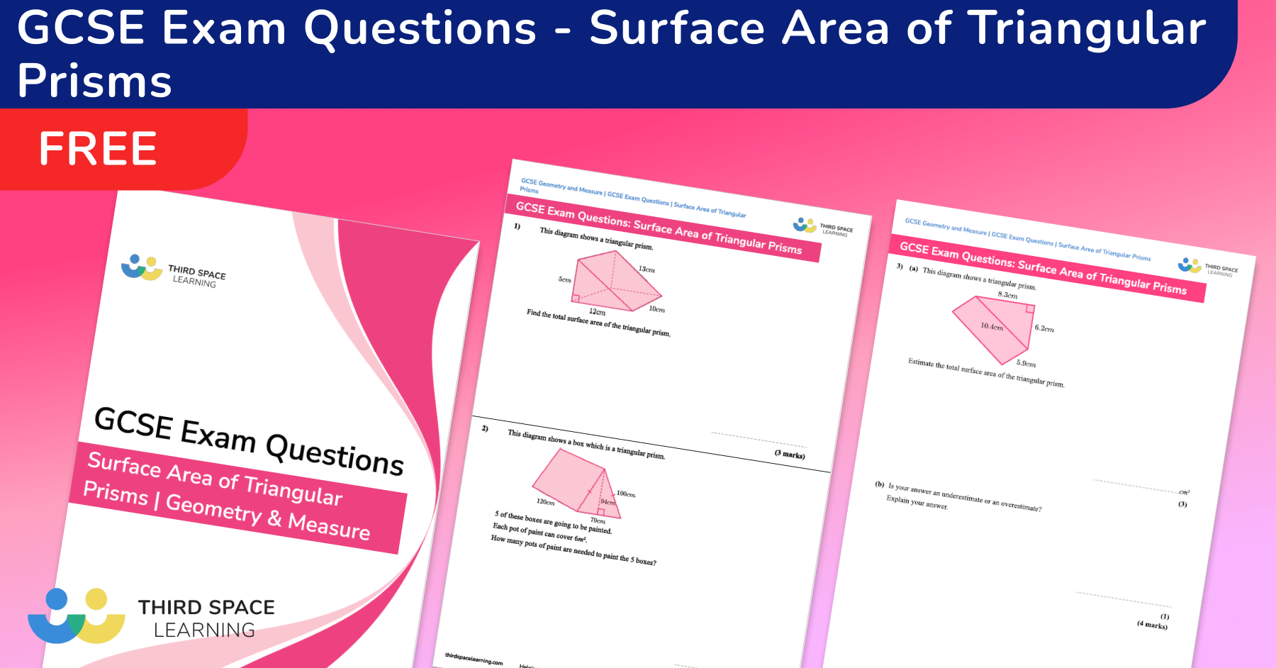 Surface Area Of A Triangular Prism Exam Questions - GCSE Maths [FREE]