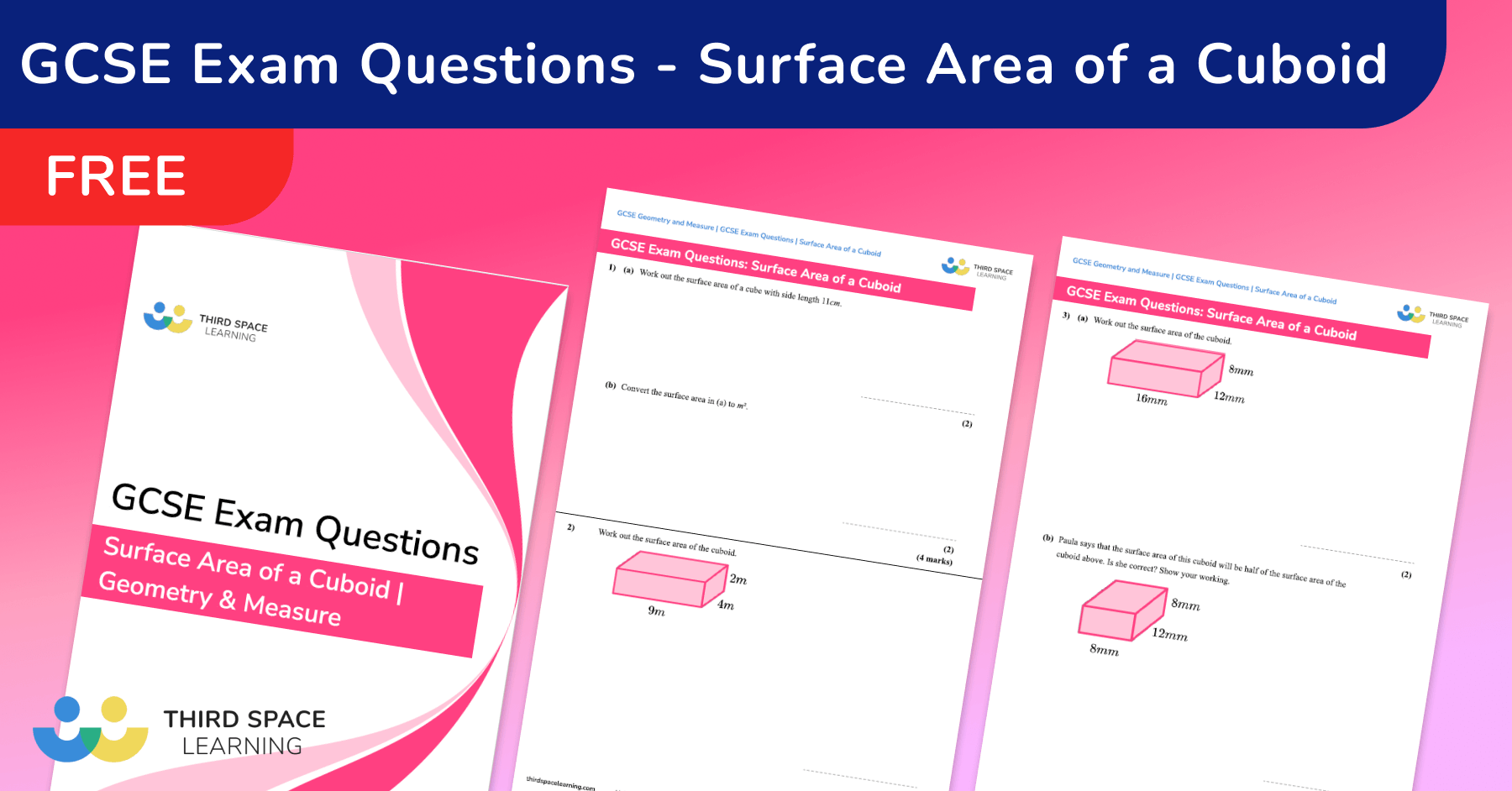 Surface Area Of A Cuboid Exam Questions - GCSE Maths [FREE]