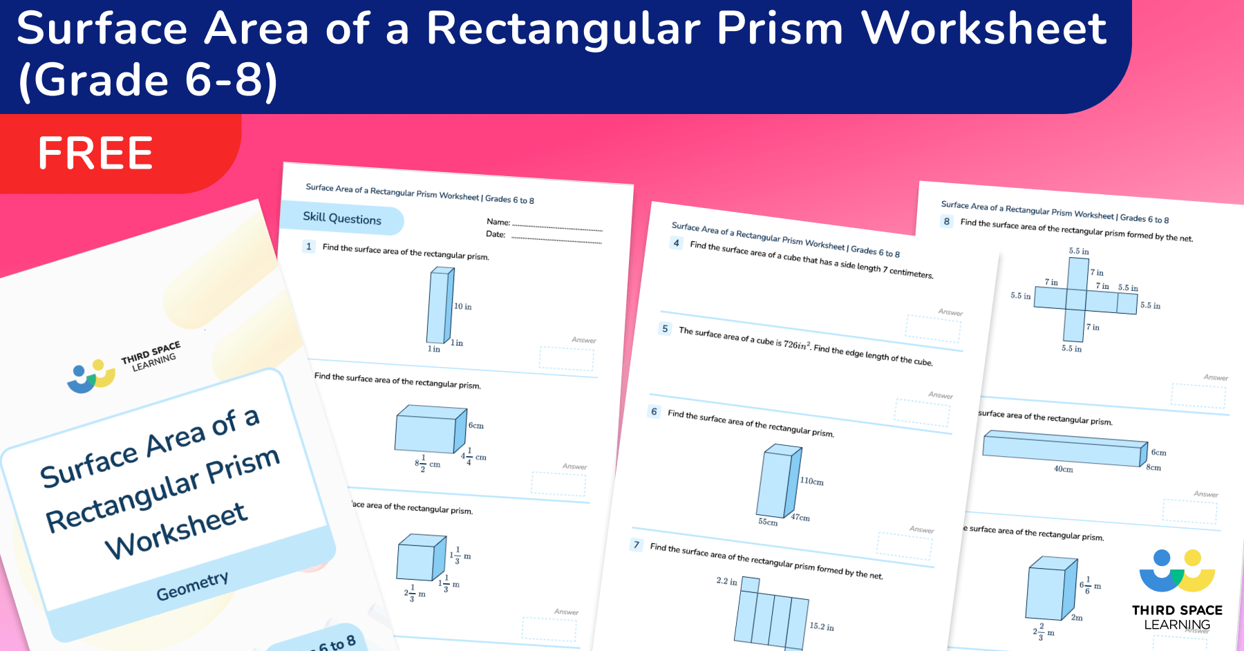[FREE] Surface Area Of A Rectangular Prism Worksheet