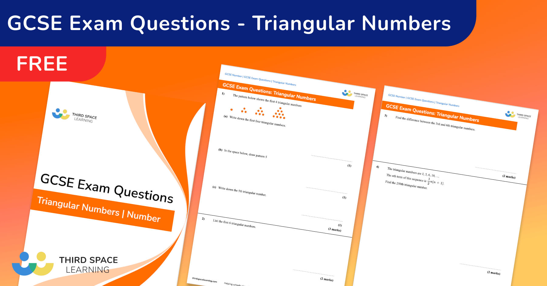 Triangular Numbers Exam Questions - GCSE Maths [FREE]