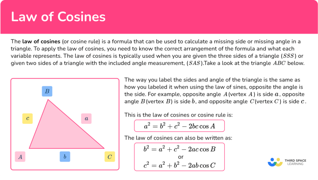 Law of Cosines - Math Steps, Examples & Questions