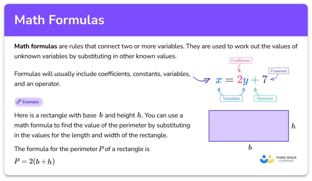 Math Formulas - Math Steps, Examples & Questions