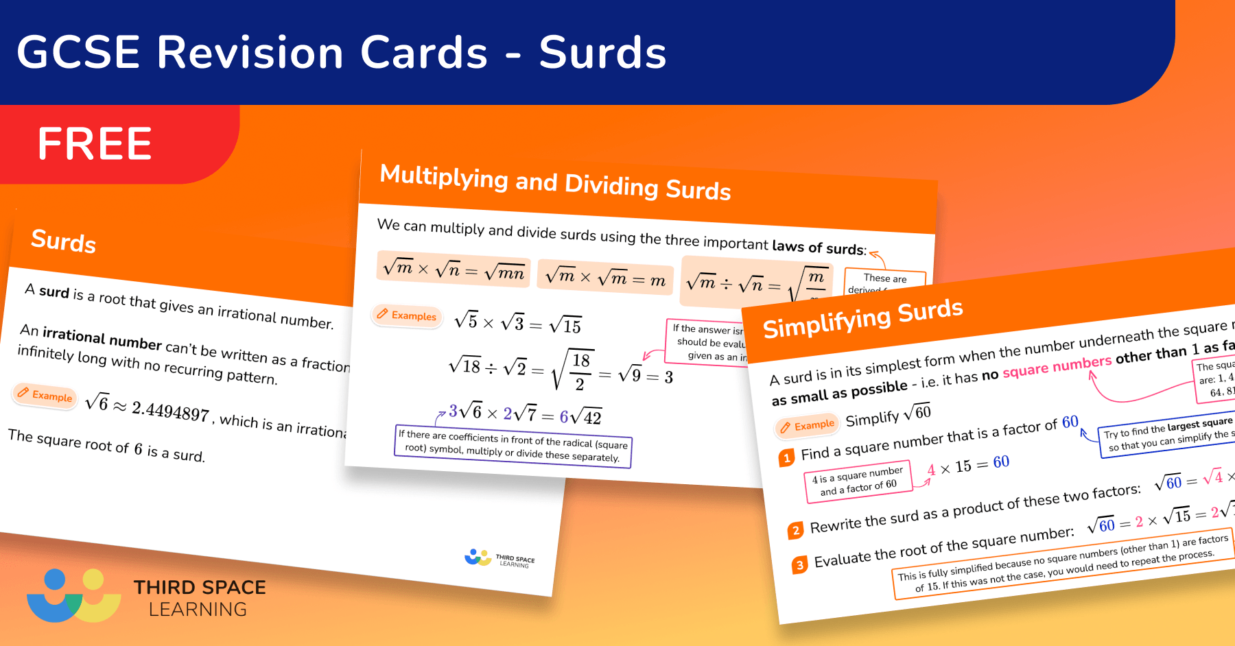 GCSE Revision Cards: Surds