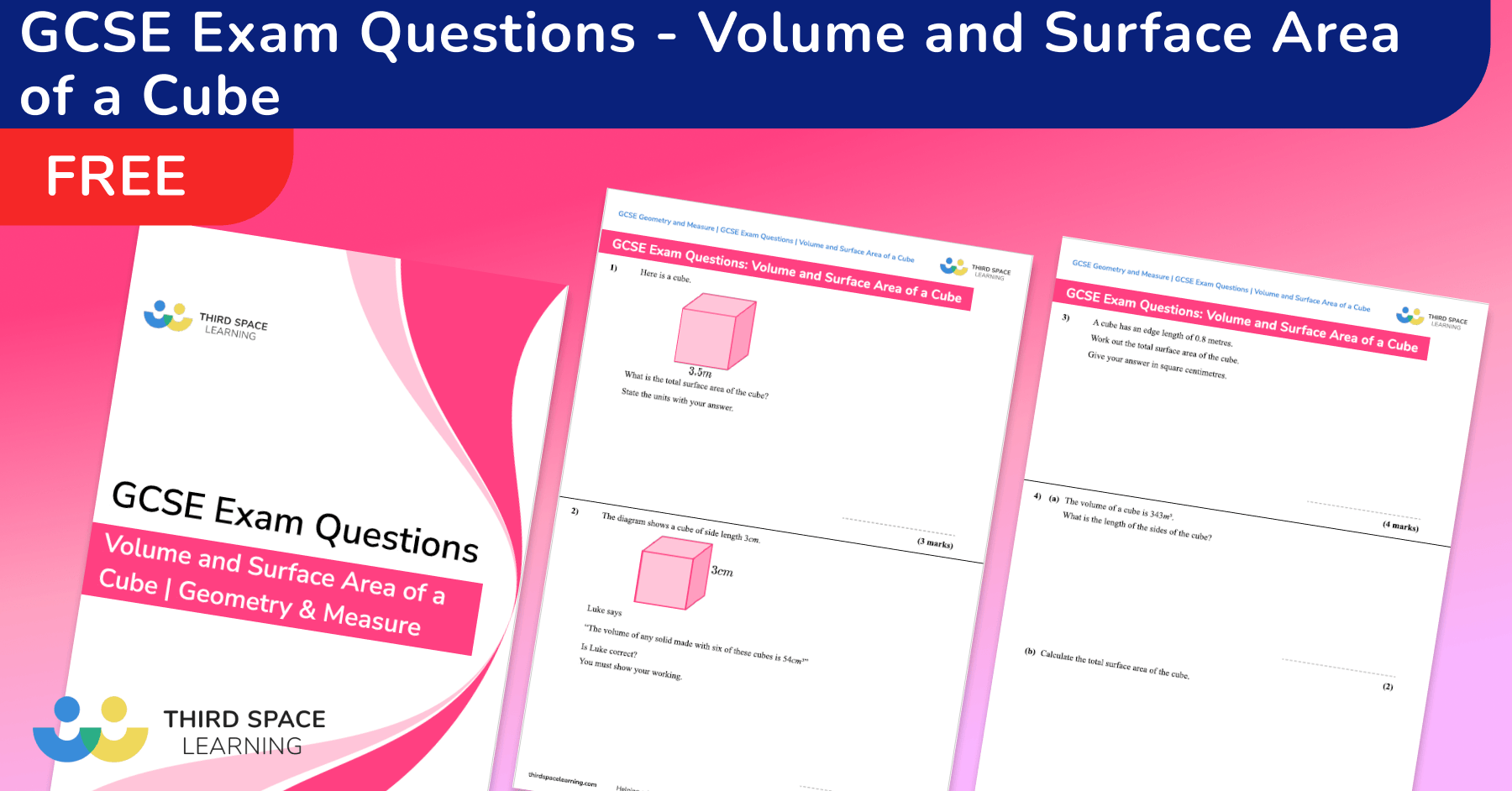 Volume And Surface Area Of A Cube Exam Questions - GCSE Maths [FREE]