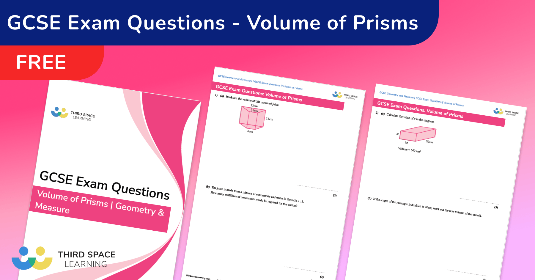 Volume Of Prisms Exam Questions - GCSE Maths [FREE]