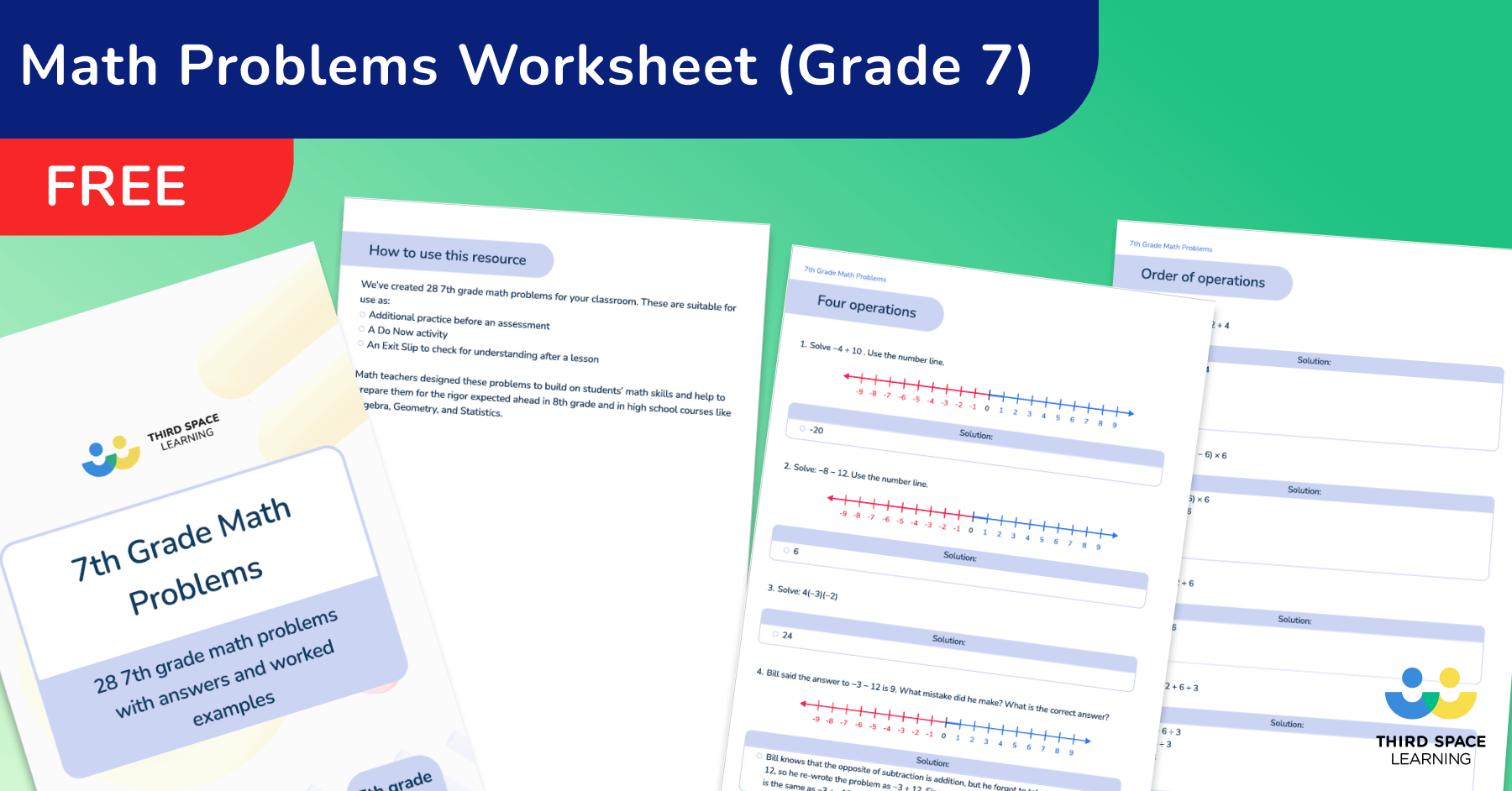 [FREE] 7th Grade Math Problems