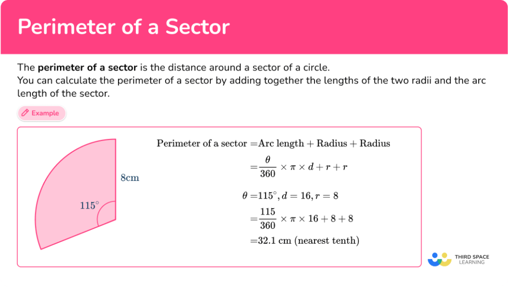 Perimeter of a Sector - Math Steps, Examples & Questions