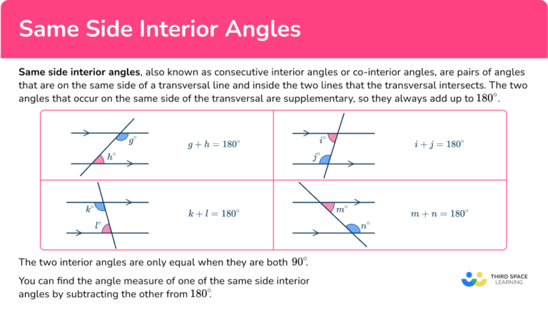 Same Side Interior Angles - Math Steps, Examples & Questions