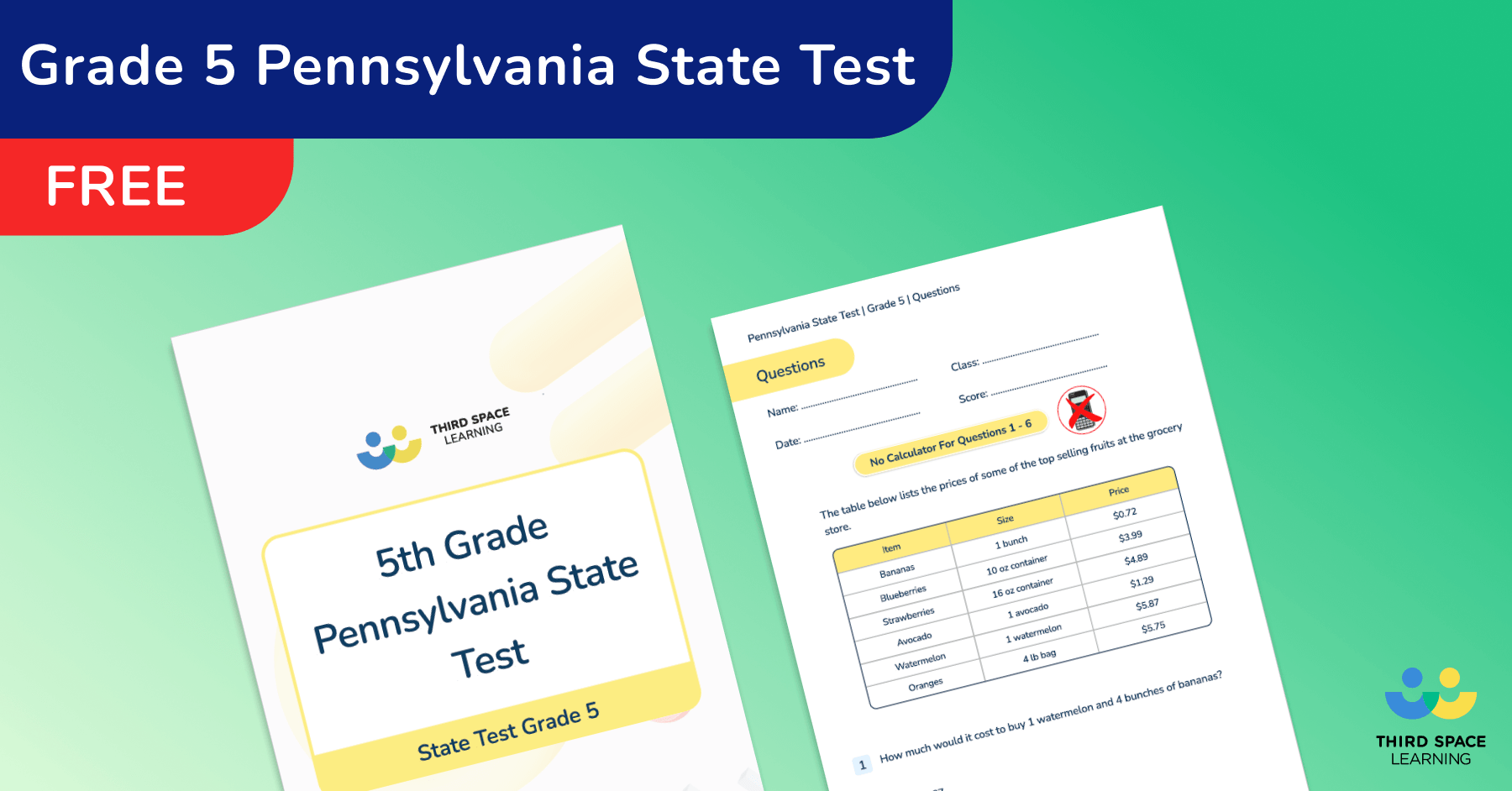 [FREE] 5th Grade Pennsylvania PSSA Practice Test