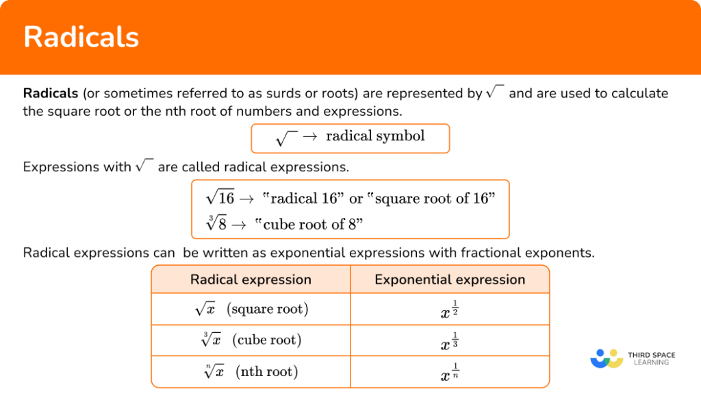 Radicals - Math Steps, Examples & Questions
