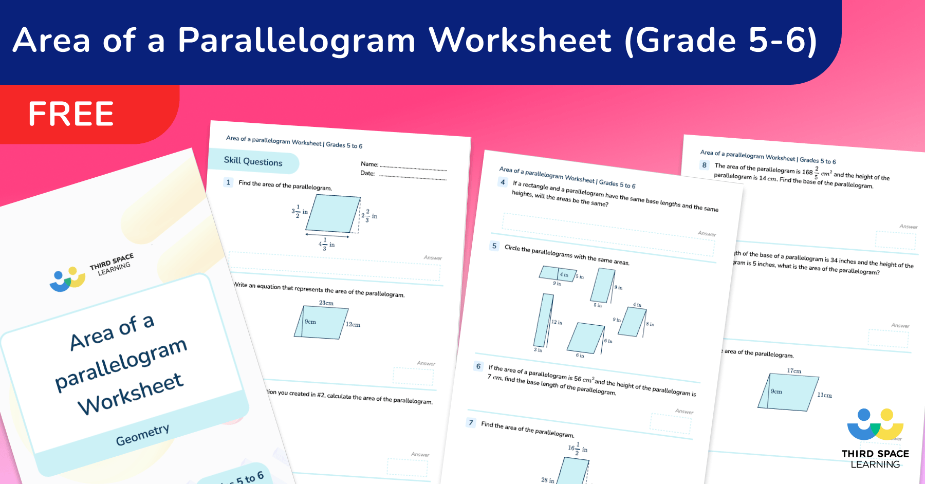 [FREE] Area Of A Parallelogram Worksheet