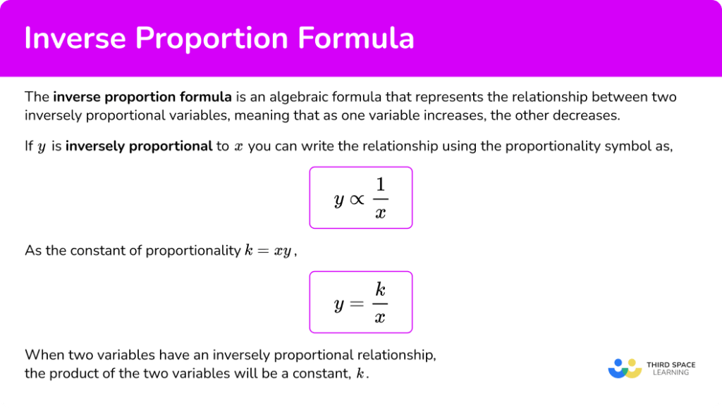 Inverse Proportion Formula - Math Steps, Examples & Questions