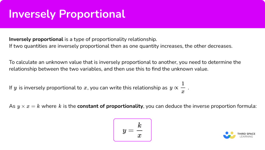 Inversely Proportional - Math Steps, Examples & Questions