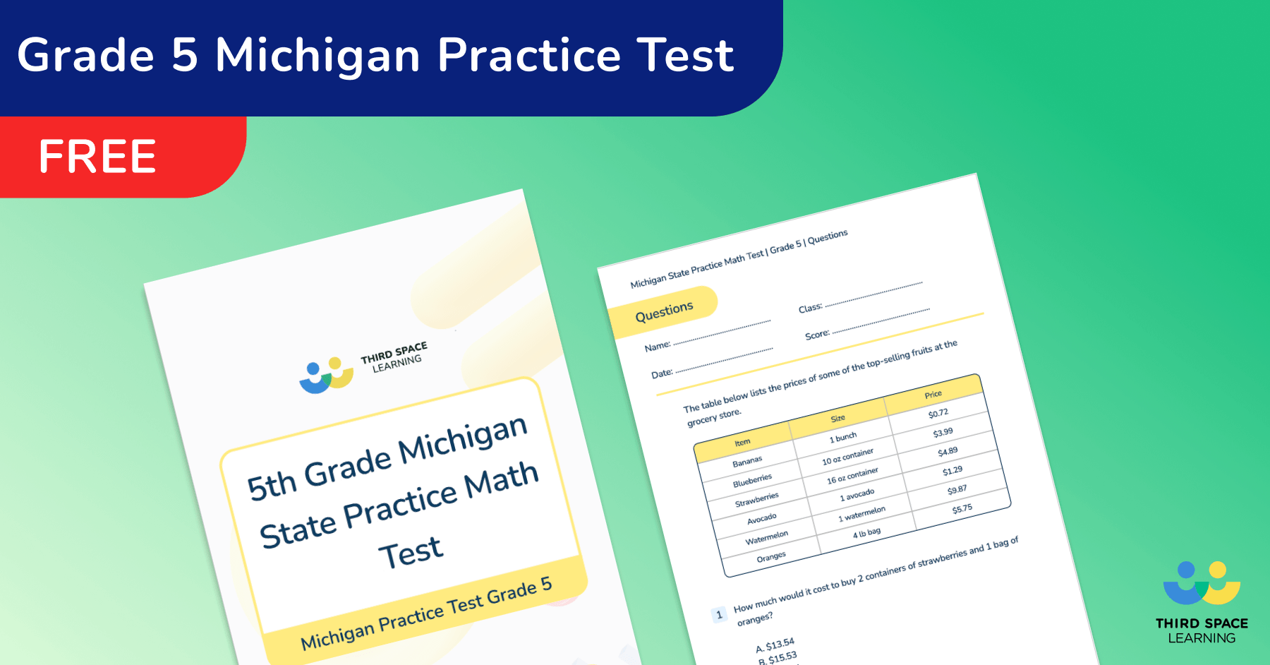 [FREE] 5th Grade Michigan M-STEP Practice Test