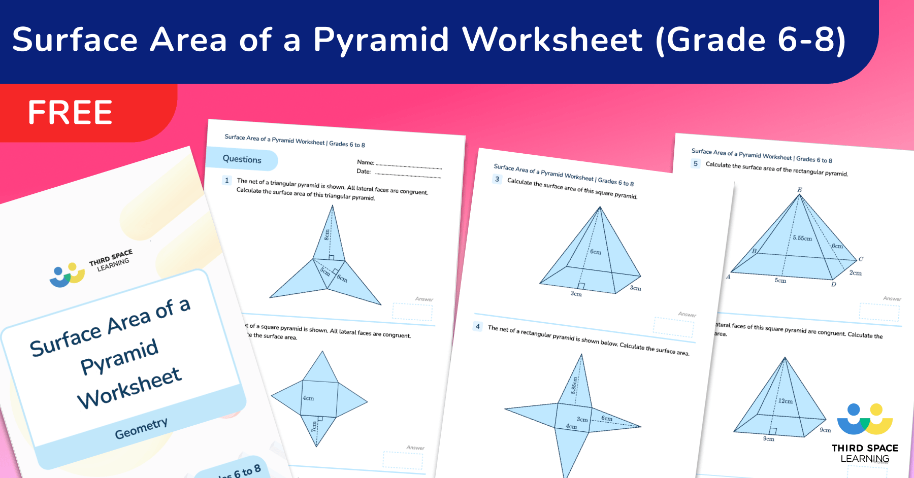 [FREE] Surface Area Of A Pyramid Worksheet