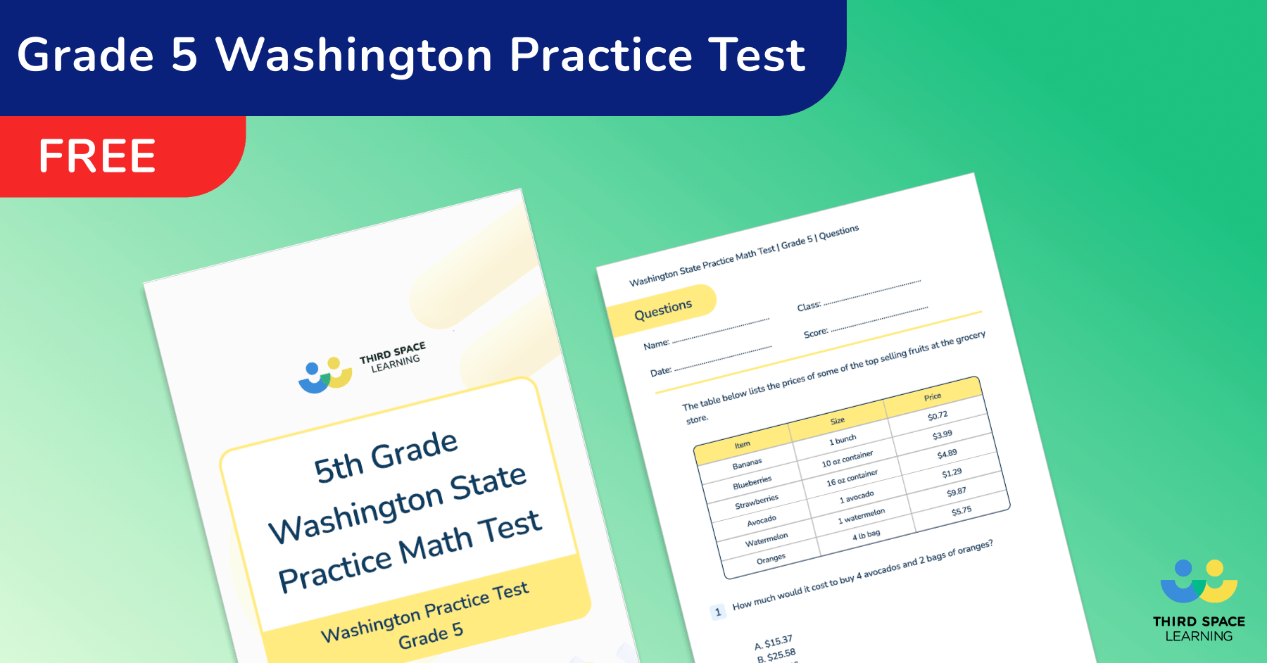 [FREE] 5th Grade Washington SBA Practice Test