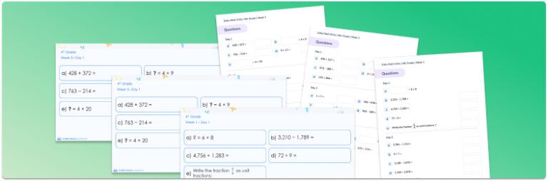 [FREE] Daily Math Drills Weeks 1 to 6 4th Grade