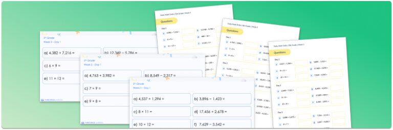 [FREE] Daily Math Drills Weeks 1 to 6 5th Grade