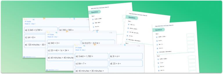 [FREE] Daily Math Drills Weeks 19 to 24 3rd Grade