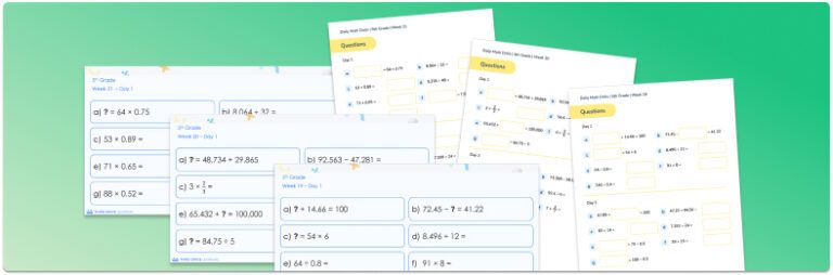 [FREE] Daily Math Drills Weeks 19 to 24 5th Grade