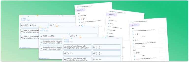 [FREE] Daily Math Drills Weeks 25 to 30 4th Grade