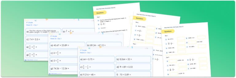 [FREE] Daily Math Drills Weeks 31 to 36 5th Grade