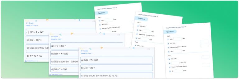 [FREE] Daily Math Drills Weeks 25 to 30 2nd Grade