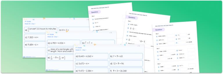 [FREE] Daily Math Drills Weeks 31 to 36 4th Grade